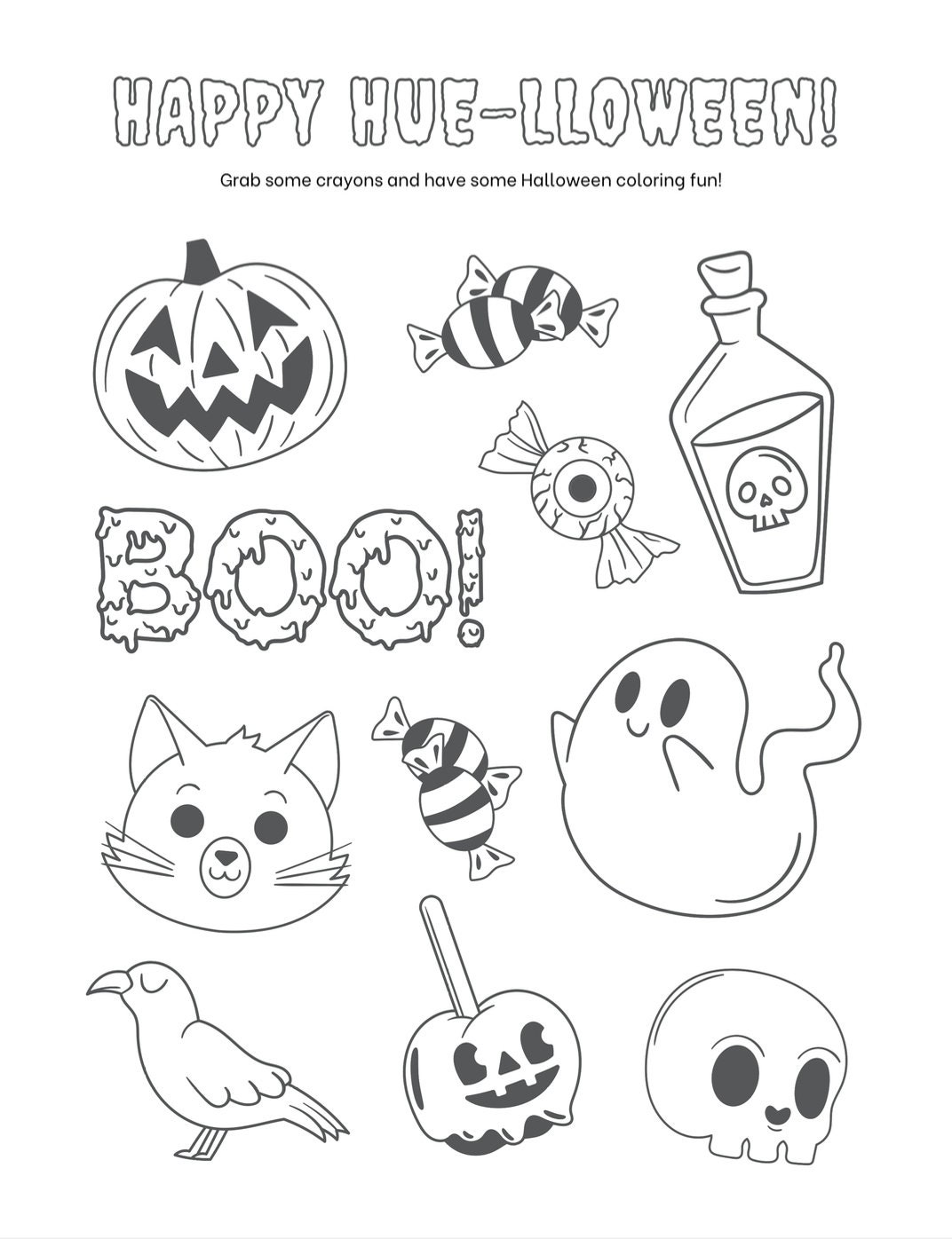 Halloween Coloring Sheet - Etsy