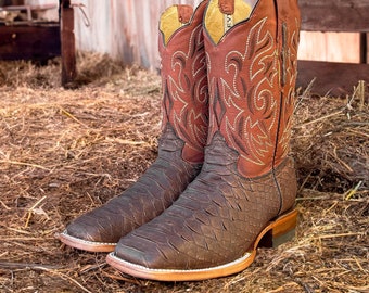 Handcrafted Men's Bass Cowboy Boots/ Square Toe Cowboy Boots Pirarucu ...