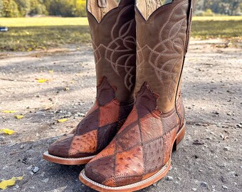 Handcrafted Men's Python Cowboy Boots/ Square Toe Cowboy Boots Snake ...