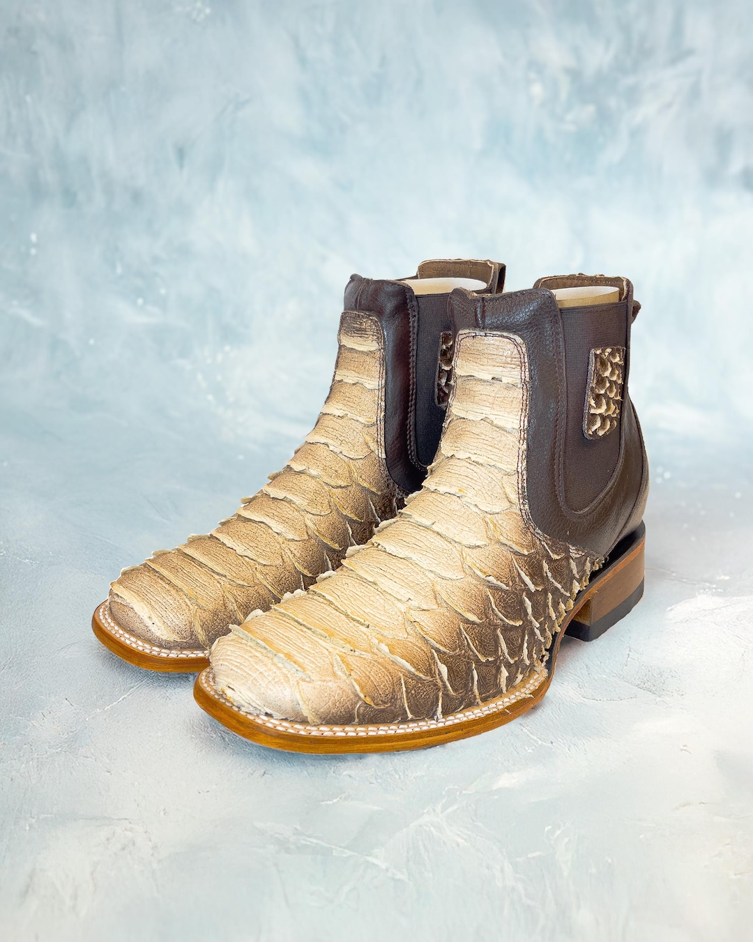 Handcrafted Men's Python Cowboy Ankle Boots/ Square Toe Cowboy Boots ...