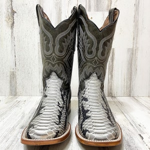 Handcrafted Men's Python Cowboy Boots/ Square Toe Cowboy Boots Snake ...
