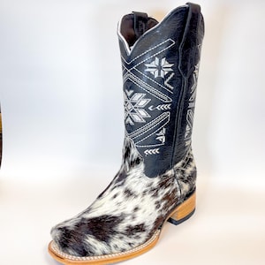 Cowhide Boots / Cowgirl Hair on Cowhide Leather Boots / Genuine Cowhide ...