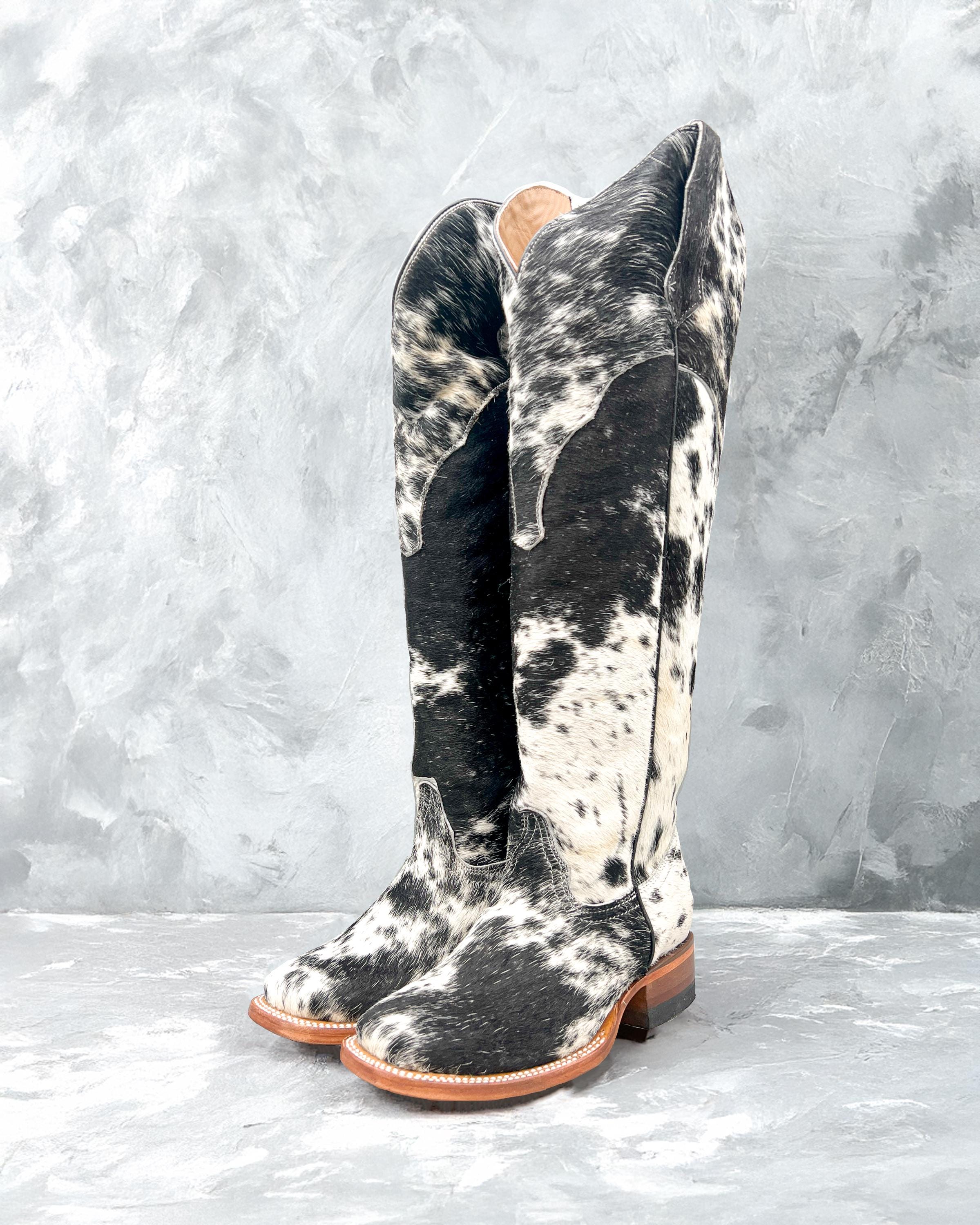 Cowhide Boots / Cowgirl Hair on Cowhide Leather Boots / Genuine Cowhide ...