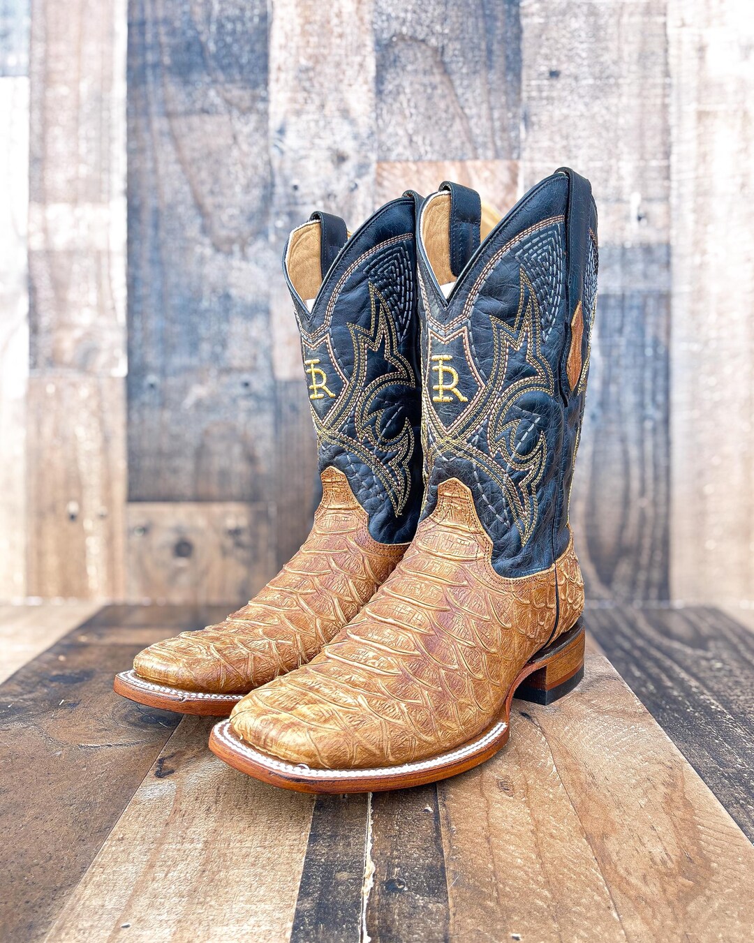 Handcrafted Men's Python Cowboy Boots/ Square Toe Cowboy Boots Snake ...