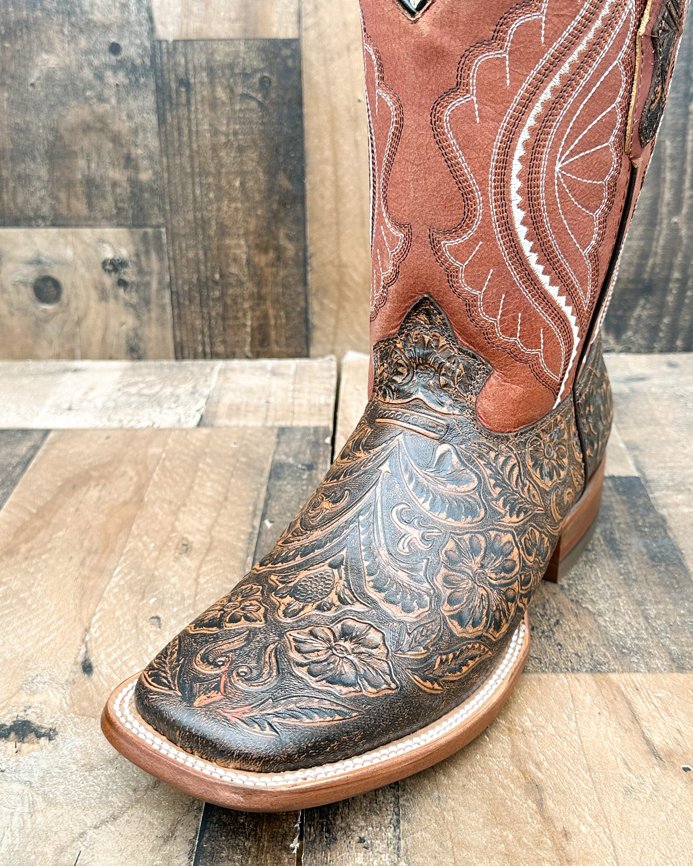 Handcrafted Men's Tooled Cowboy Boots/ Square Toe Cowboy - Etsy