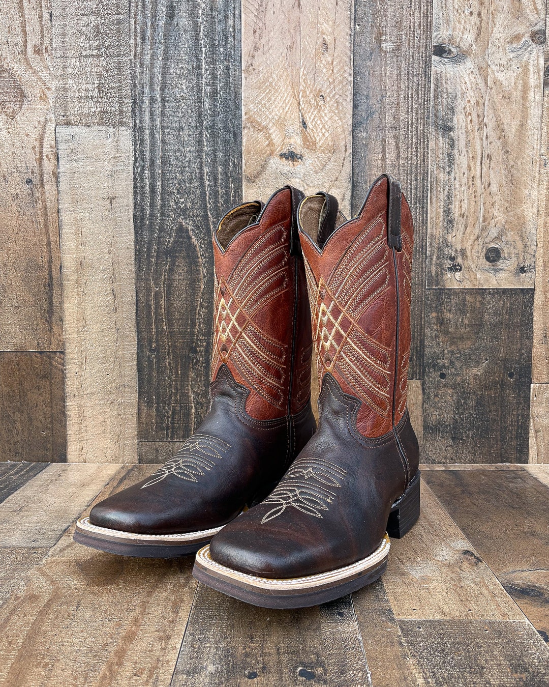 Handcrafted Men's Cowboy Boots / Square Toe Cowboy Boots/ Men's Dark ...