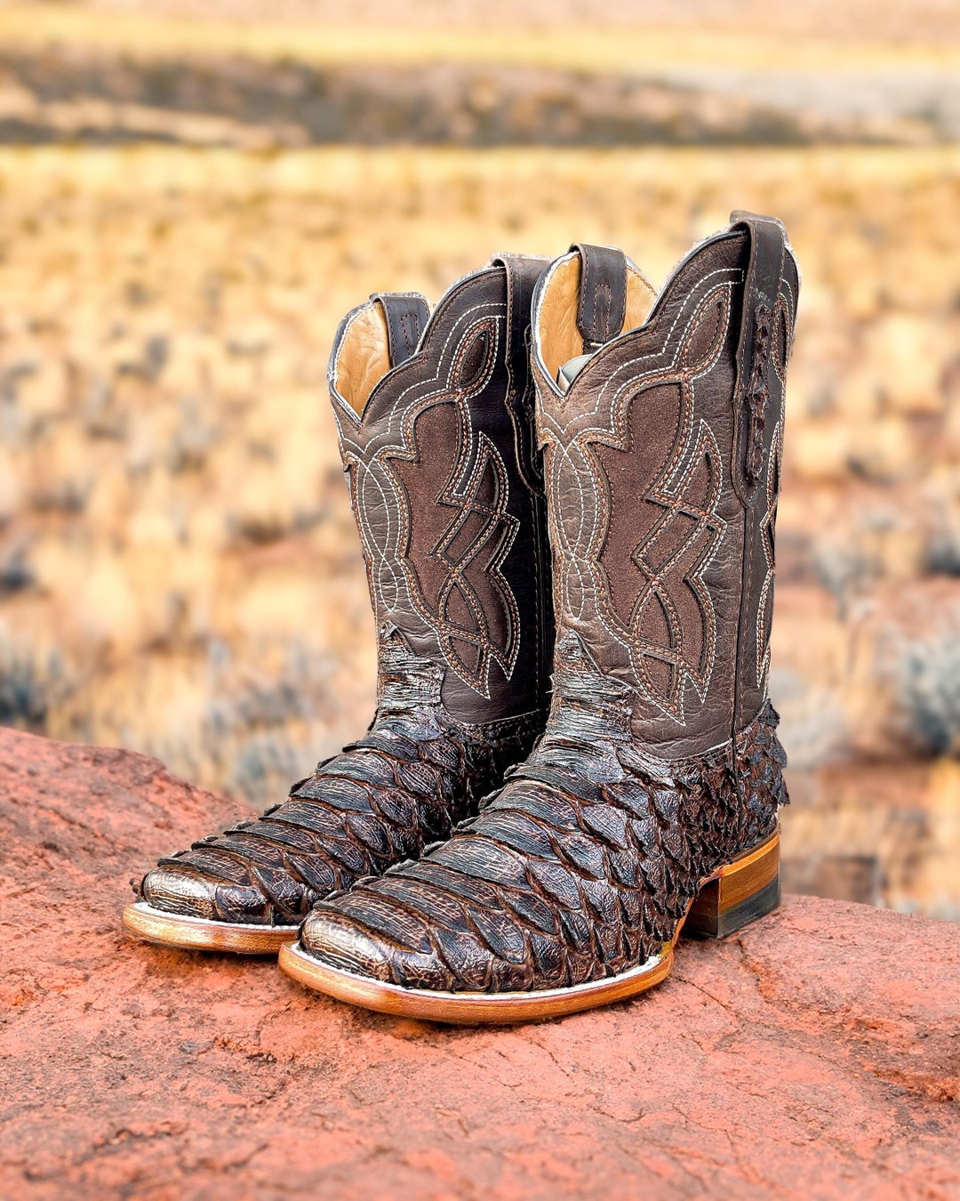 Handcrafted Men's Python Cowboy Boots/ Square Toe Cowboy Boots Snake ...