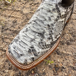 Handcrafted Men's Python Cowboy Boots/ Square Toe Cowboy Boots Snake ...