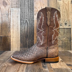 Handcrafted Men's Python Cowboy Boots/ Square Toe Cowboy Boots Snake ...