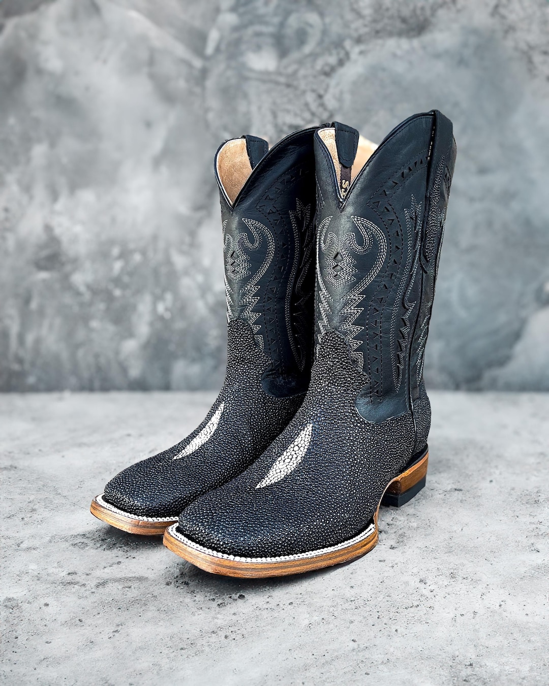 Handcrafted Men's Stingray Cowboy Boots Square Toe Cowboy Boots ...