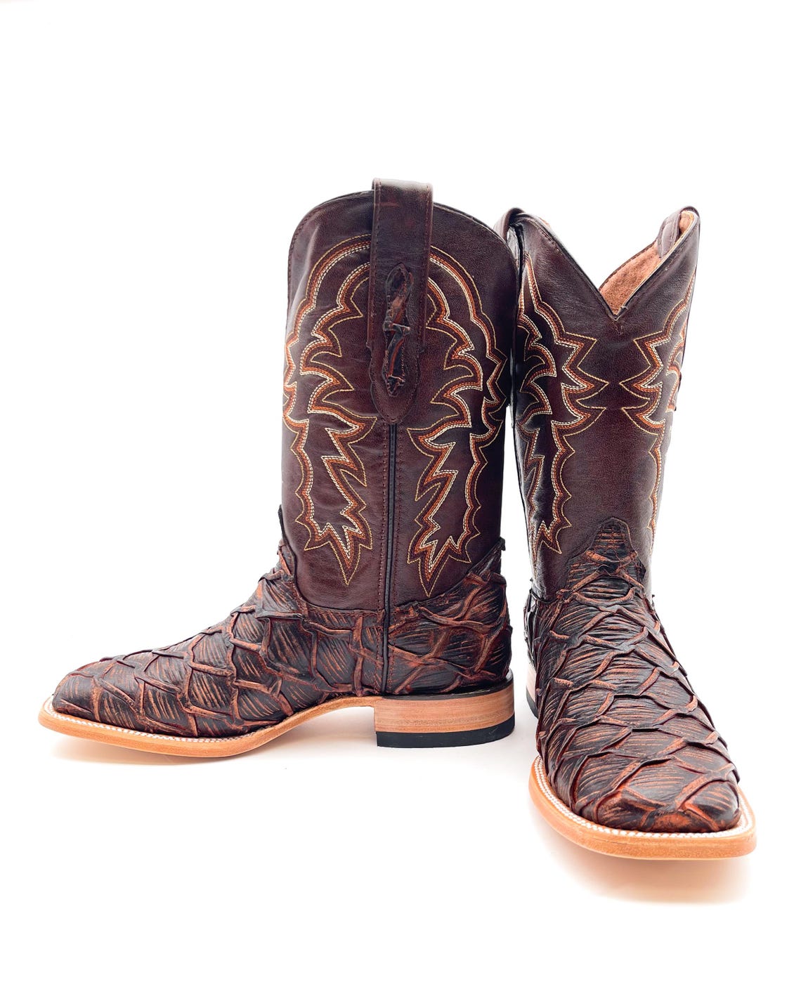 Handcrafted Men's Bass Cowboy Boots/ Square Toe Cowboy Boots Pirarucu ...
