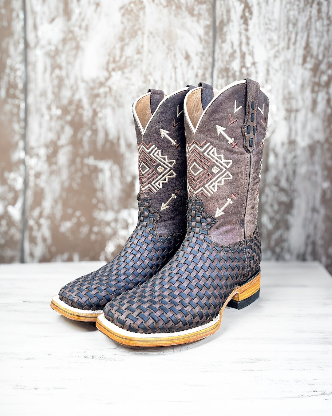 Handcrafted Men's Cowboy Basketweave Petatillo Boots/ Cowboy Boots ...