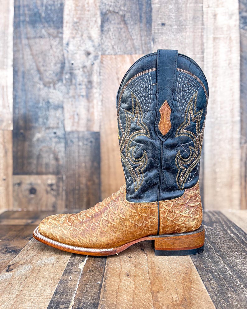 Handcrafted Men's Python Cowboy Boots/ Square Toe Cowboy Boots Snake ...