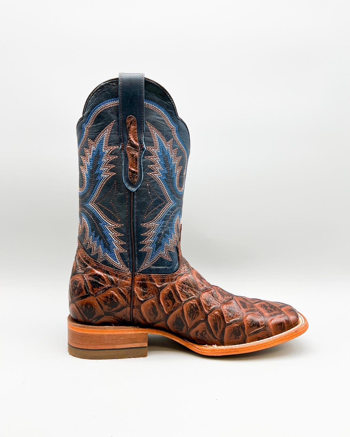 Handcrafted Men's Bass Pirarucu Cowboy Boots/ Square Toe Cowboy Boots ...