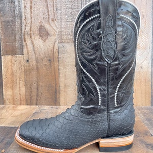 Handcrafted Men's Python Cowboy Boots/ Square Toe Cowboy Boots Snake ...