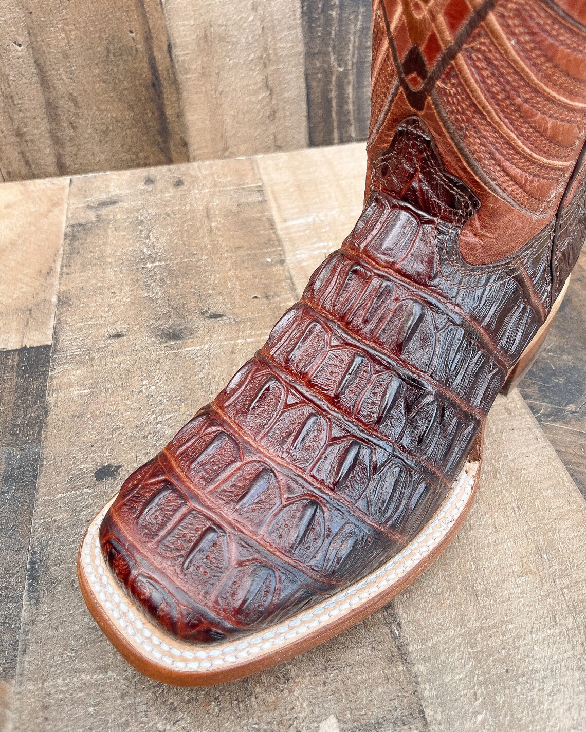 Handcrafted Men's Crocodile Alligator Cowboy Boots/ Square Toe Cowboy ...