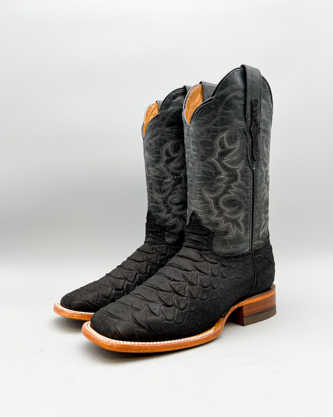 Handcrafted Men's Python Cowboy Boots/ Square Toe Cowboy Boots Snake ...