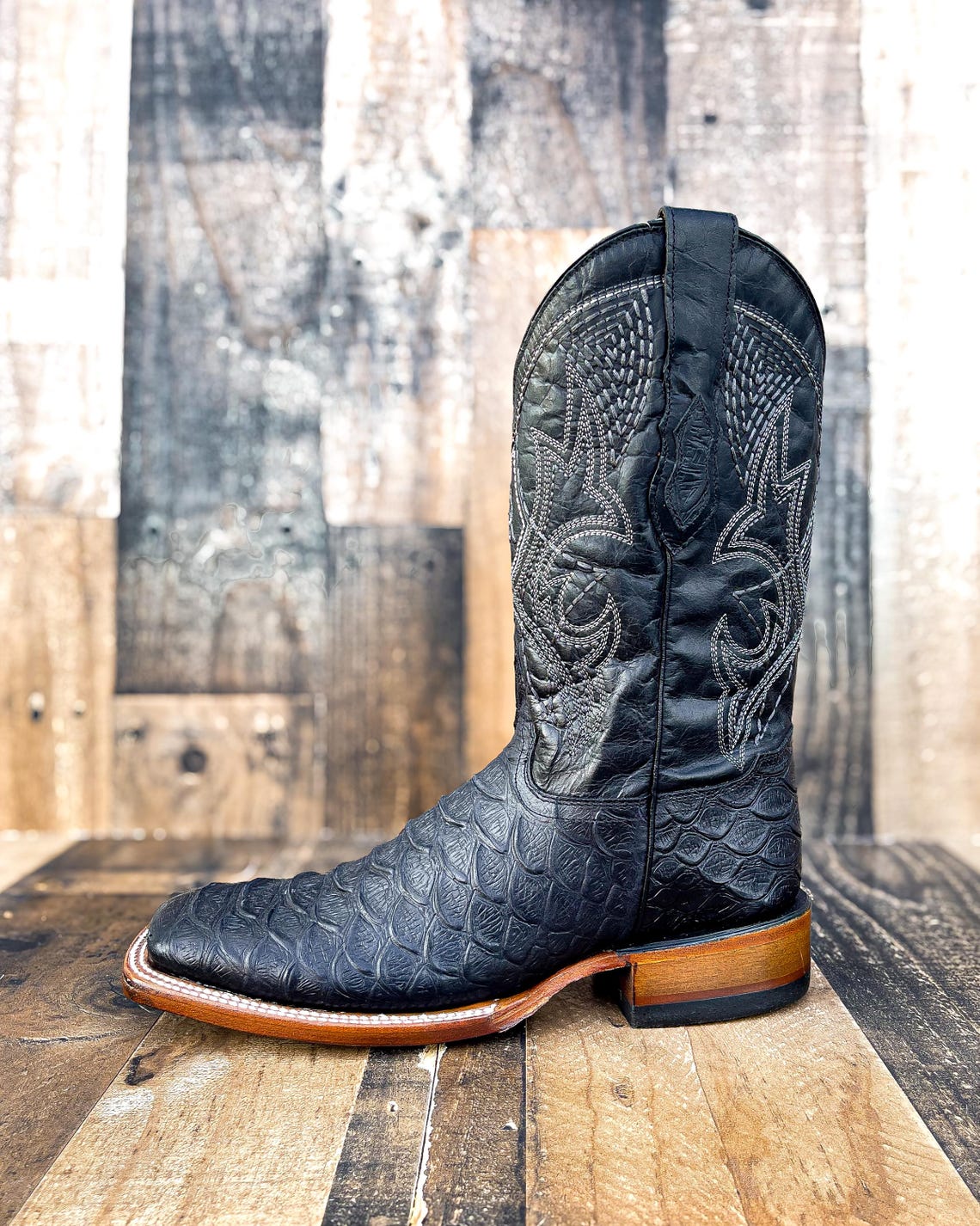 Handcrafted Men's Python Cowboy Boots/ Square Toe Cowboy Boots Snake ...