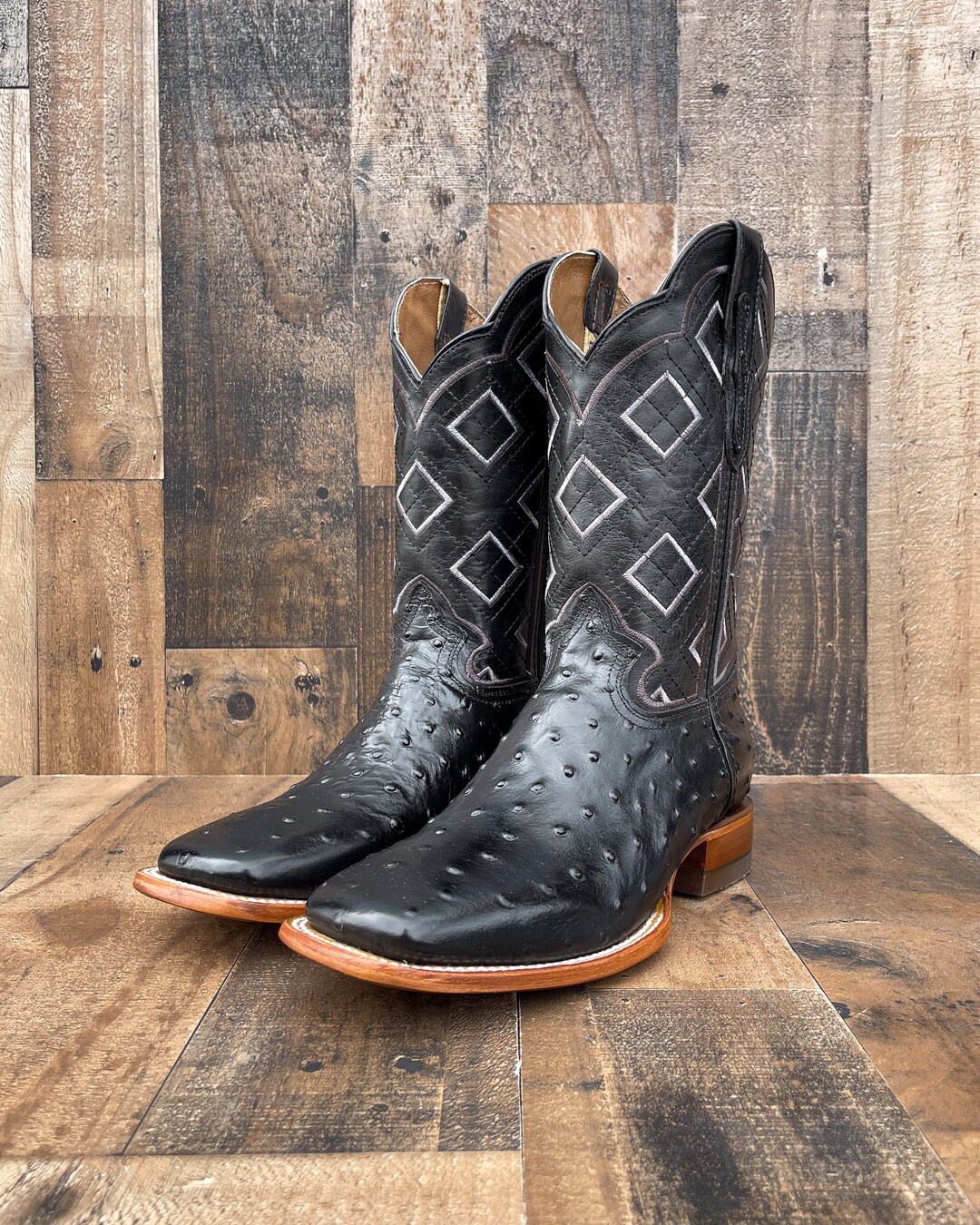 Handcrafted Men's Ostrich Cowboy Boots/ Square Toe Cowboy Boots / Men's ...