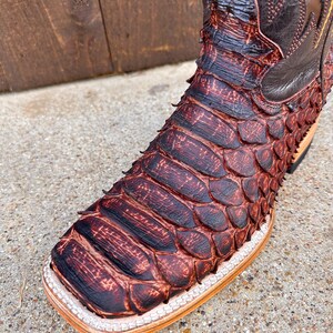 Handcrafted Men's Python Cowboy Boots/ Square Toe Cowboy Boots Snake ...