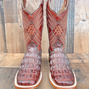 Handcrafted Men's Crocodile Alligator Cowboy Boots/ Square Toe Cowboy ...