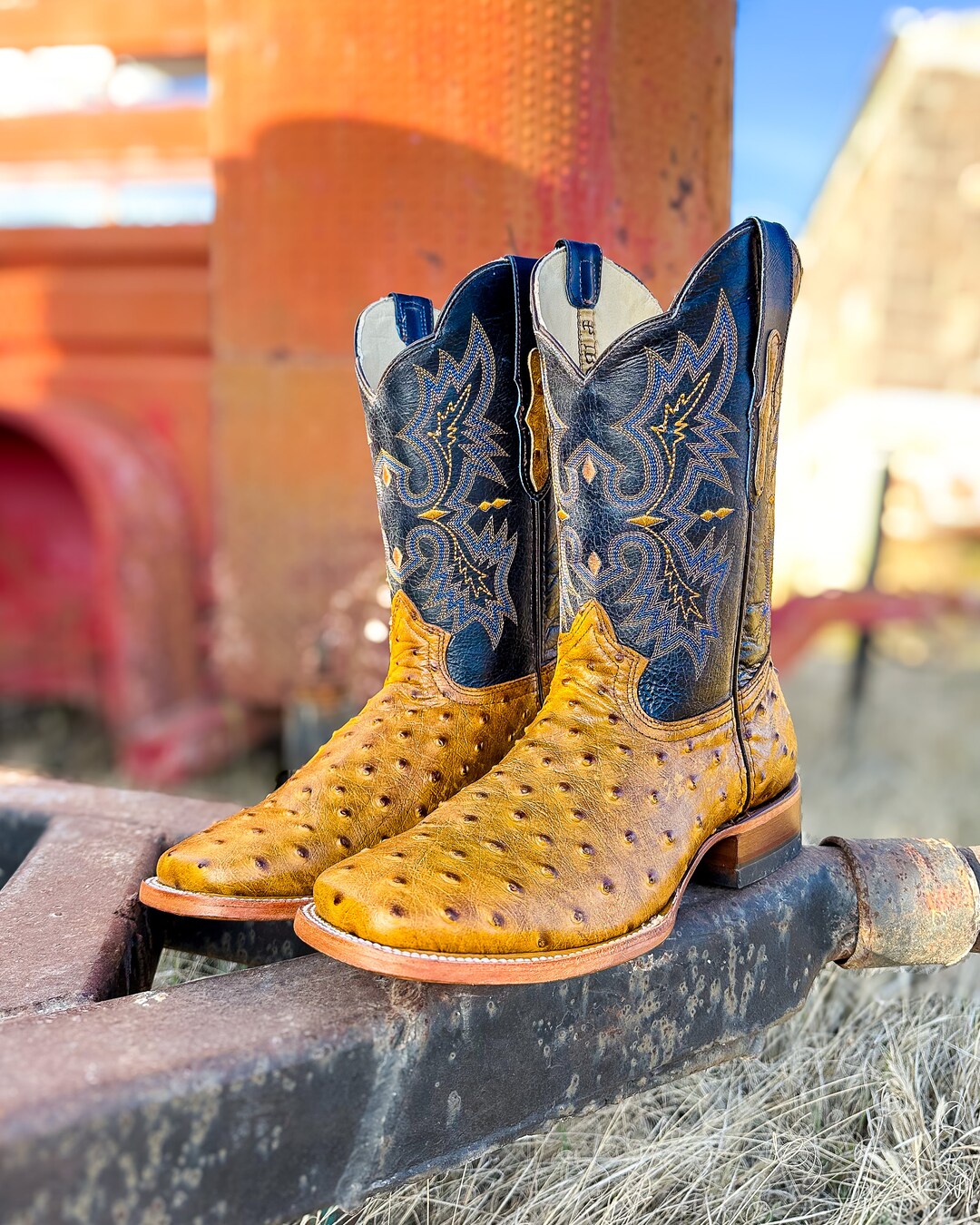 Handcrafted Men's Ostrich Cowboy Boots/ Square Toe Cowboy Boots / Men's ...