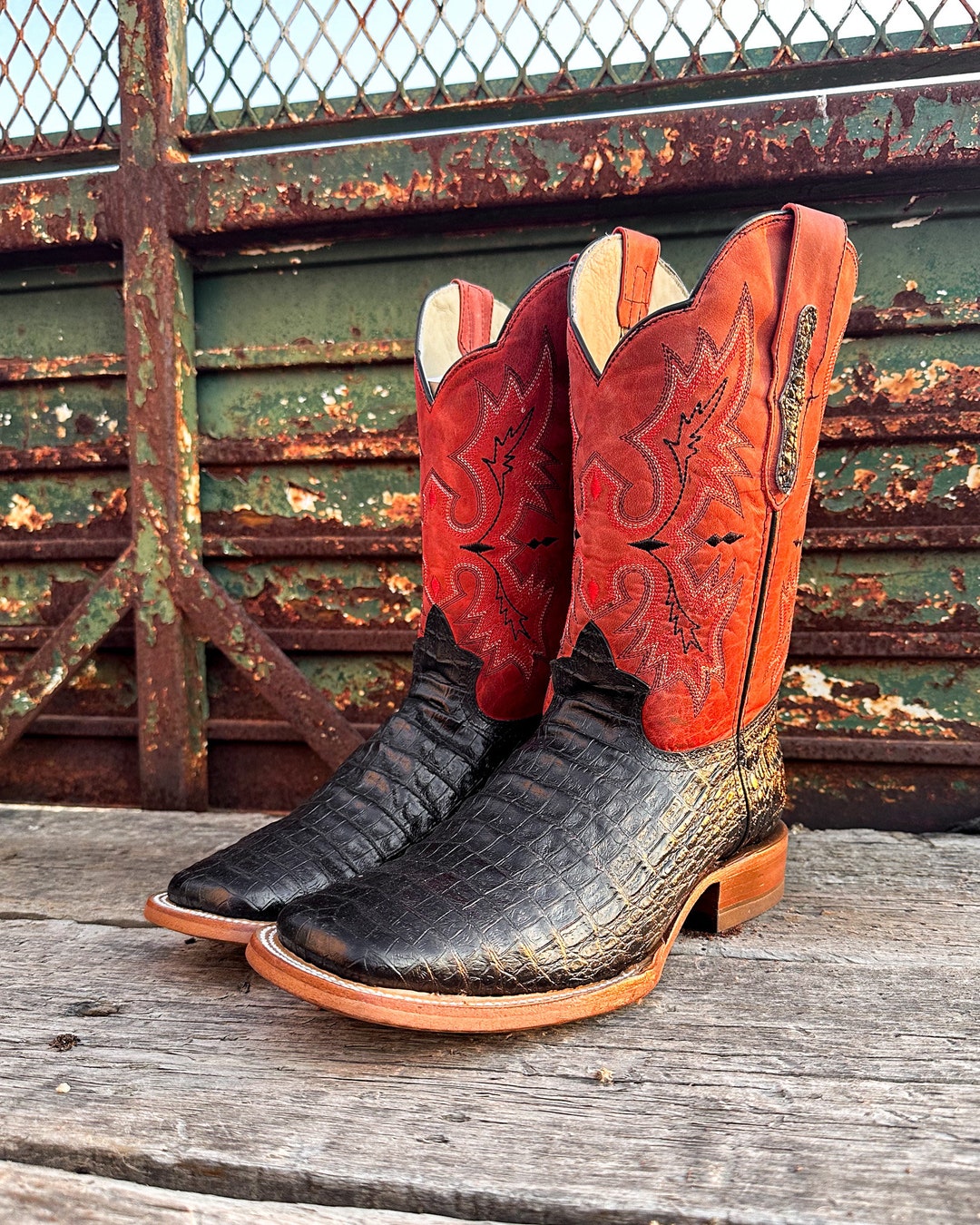 Handcrafted Men's Crocodile Alligator Cowboy Boots/ Square Toe Cowboy ...