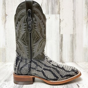 Handcrafted Men's Python Cowboy Boots/ Square Toe Cowboy Boots Snake ...