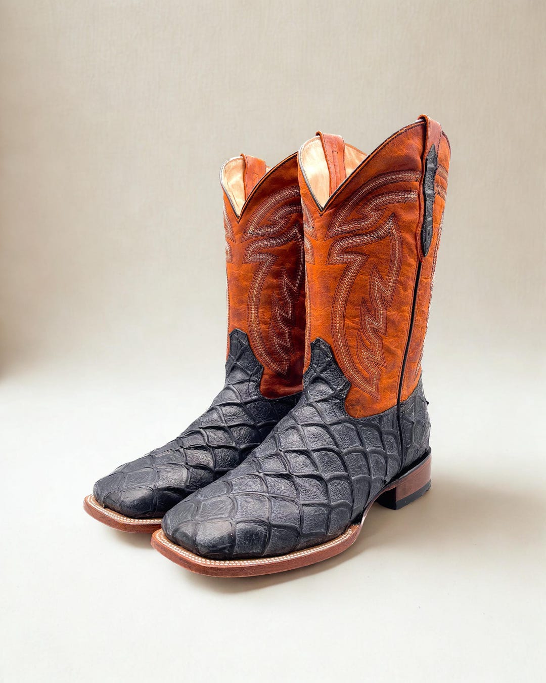 Handcrafted Men's Bass Cowboy Boots/ Square Toe Cowboy Boots Pirarucu ...
