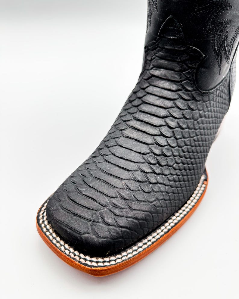 Handcrafted Men's Python Cowboy Boots/ Square Toe Cowboy Boots Snake ...