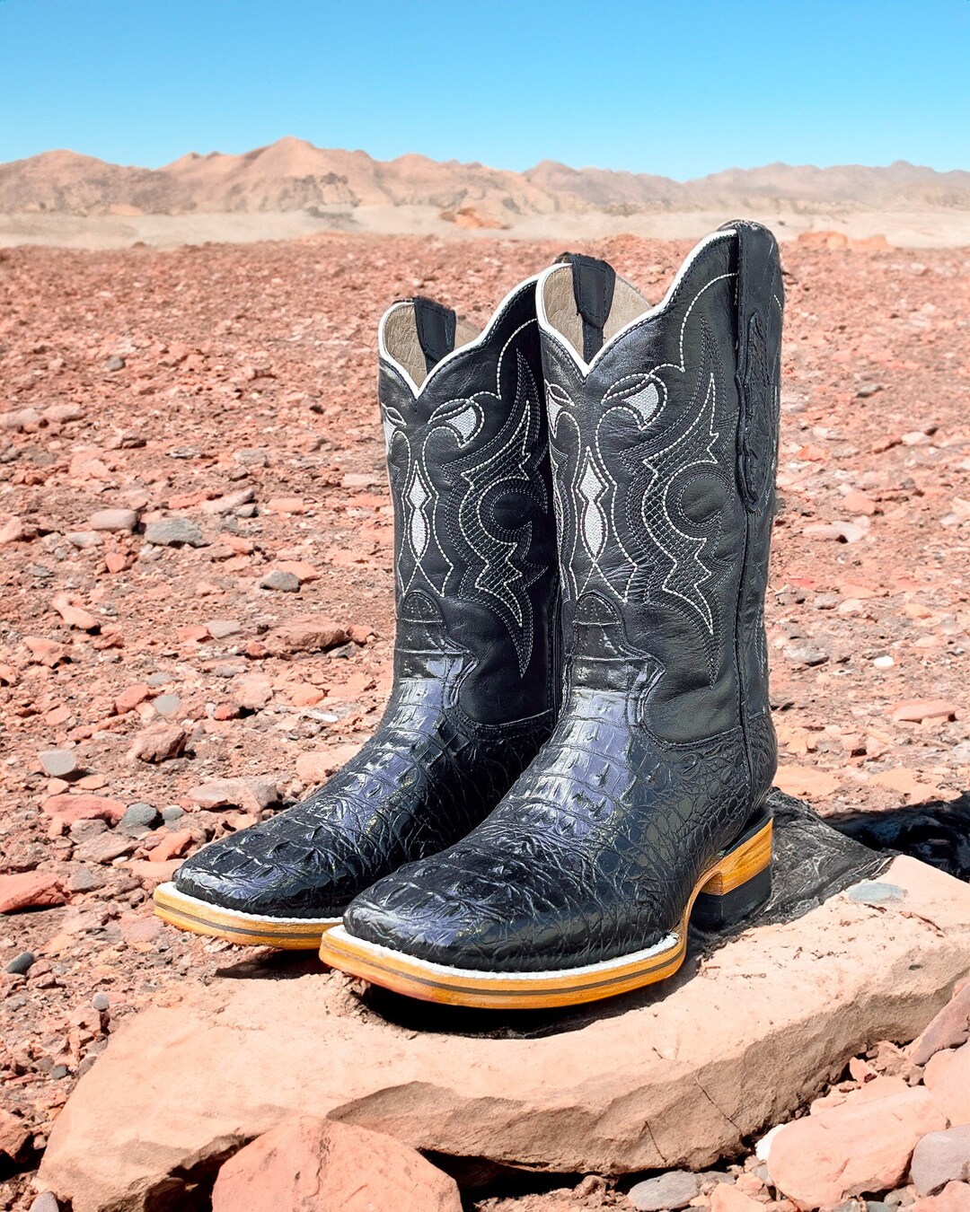 Handcrafted Men's Crocodile Alligator Cowboy Boots/ Square Toe Cowboy ...