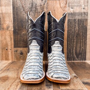 Handcrafted Men's Python Cowboy Boots/ Square Toe Cowboy Boots Snake ...