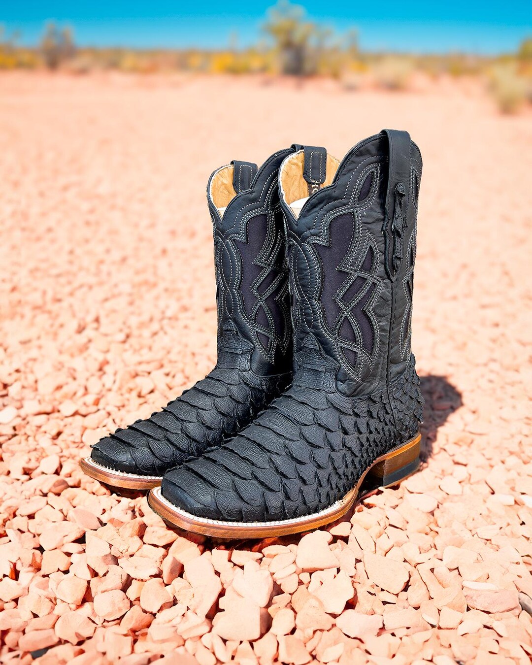 Handcrafted Men's Python Cowboy Boots/ Square Toe Cowboy Boots Snake ...