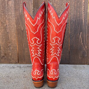 Handmade Western Red Tall Cowboy Boots Knee High / Tall Red Cowboy ...