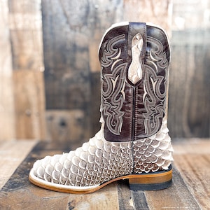 Handcrafted Men's Python Cowboy Boots/ Square Toe Cowboy Boots Snake ...
