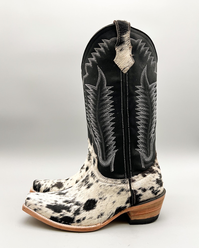 Cowhide Boots / Cowgirl Hair on Cowhide Leather Boots / Genuine Cowhide ...