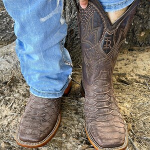 Handcrafted Men's Python Cowboy Boots/ Square Toe Cowboy Boots Snake ...