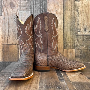Handcrafted Men's Python Cowboy Boots/ Square Toe Cowboy Boots Snake ...