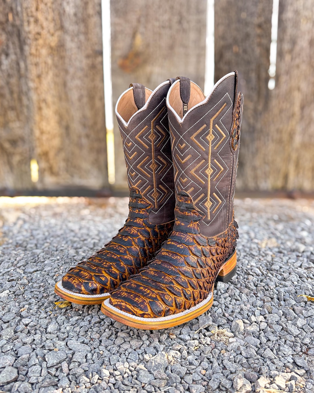 Handcrafted Men's Python Cowboy Boots/ Square Toe Cowboy Boots Snake ...