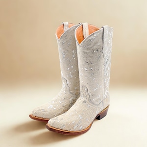 Cowhide Boots / Cowgirl Hair on Cowhide Leather Boots / Genuine Cowhide ...