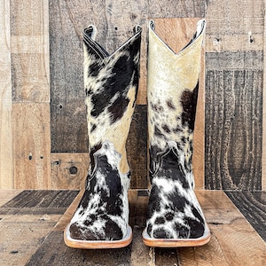 Cowhide Boots / Cowgirl Hair on Cowhide Leather Boots / Genuine Cowhide ...