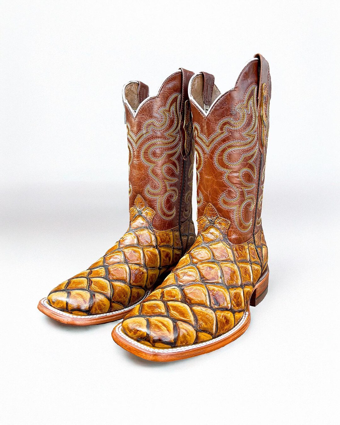Handcrafted Men's Bass Cowboy Boots/ Square Toe Cowboy Boots Pirarucu ...