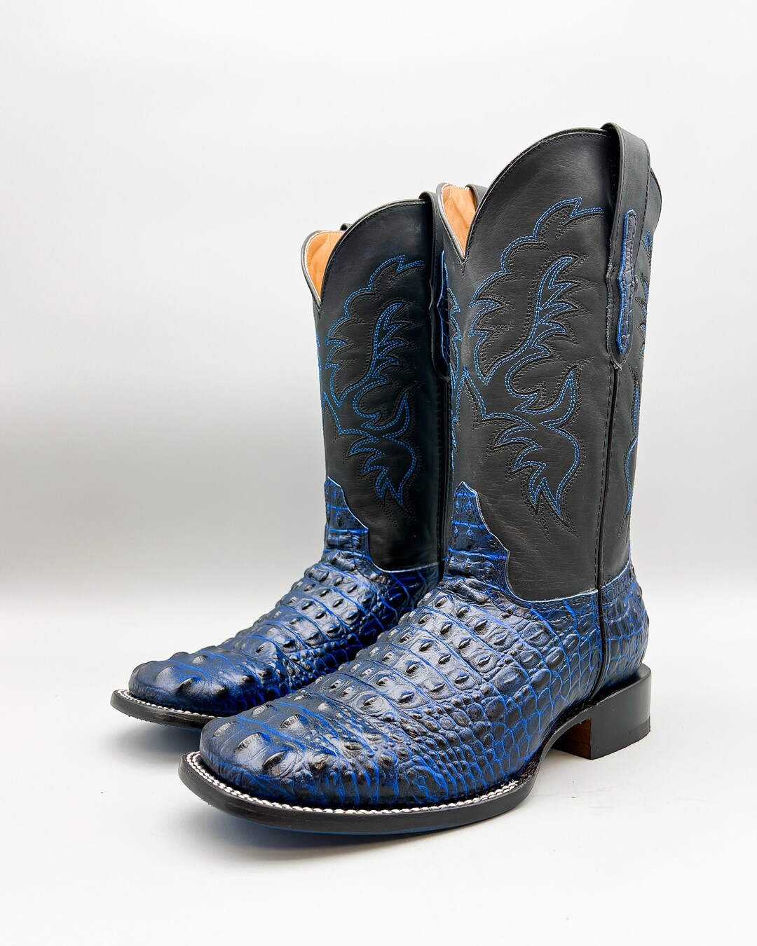 Handcrafted Men's Crocodile Alligator Cowboy Boots/ Square Toe Cowboy ...