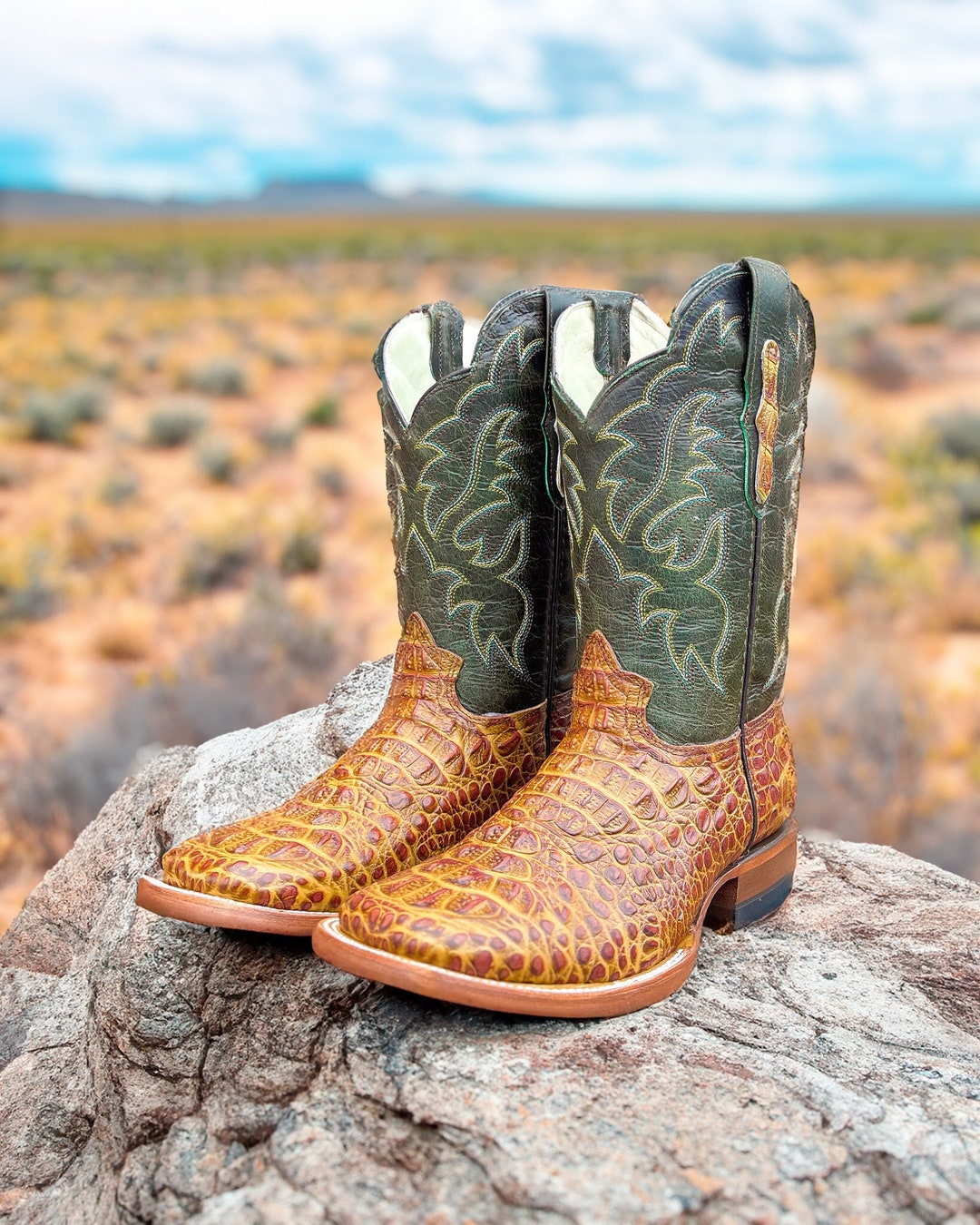 Handcrafted Men's Crocodile Alligator Cowboy Boots/ Square Toe Cowboy ...