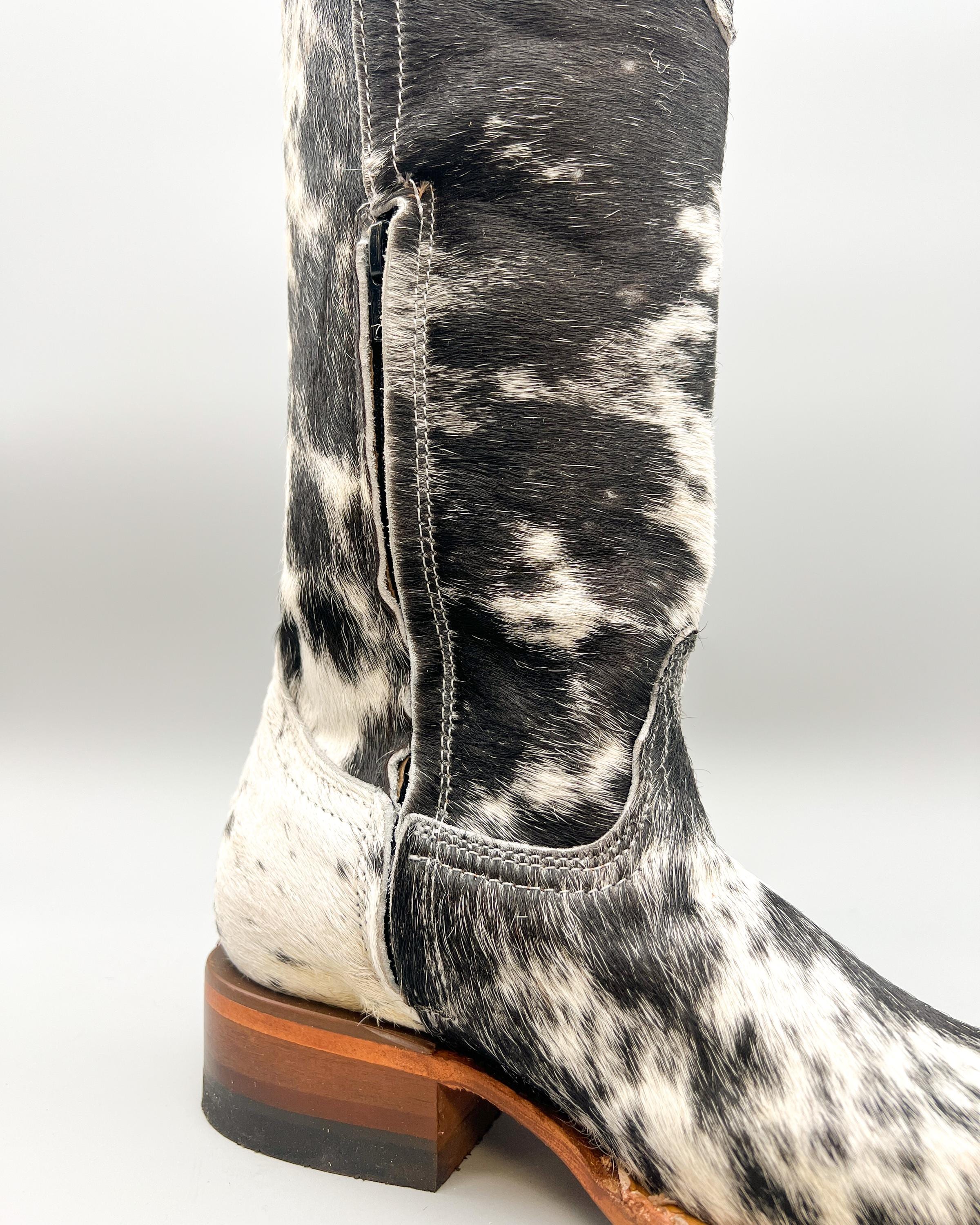 Cowhide Boots / Cowgirl Hair on Cowhide Leather Boots / Genuine Cowhide ...