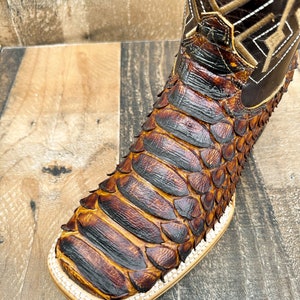 Handcrafted Men's Python Cowboy Boots/ Square Toe Cowboy Boots Snake ...