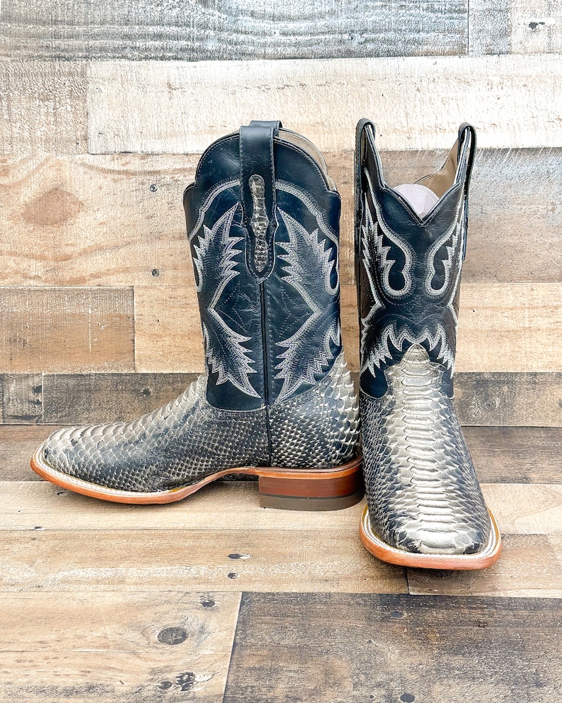 Handcrafted Men's Python Cowboy Boots/ Square Toe Cowboy - Etsy