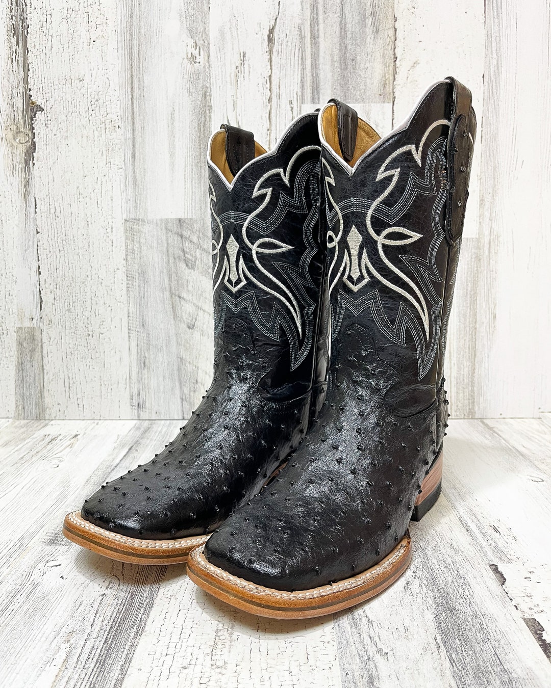 Handcrafted Men's Ostrich Cowboy Boots/ Square Toe Cowboy Boots / Men's ...