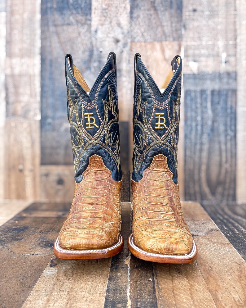 Handcrafted Men's Python Cowboy Boots/ Square Toe Cowboy Boots Snake ...