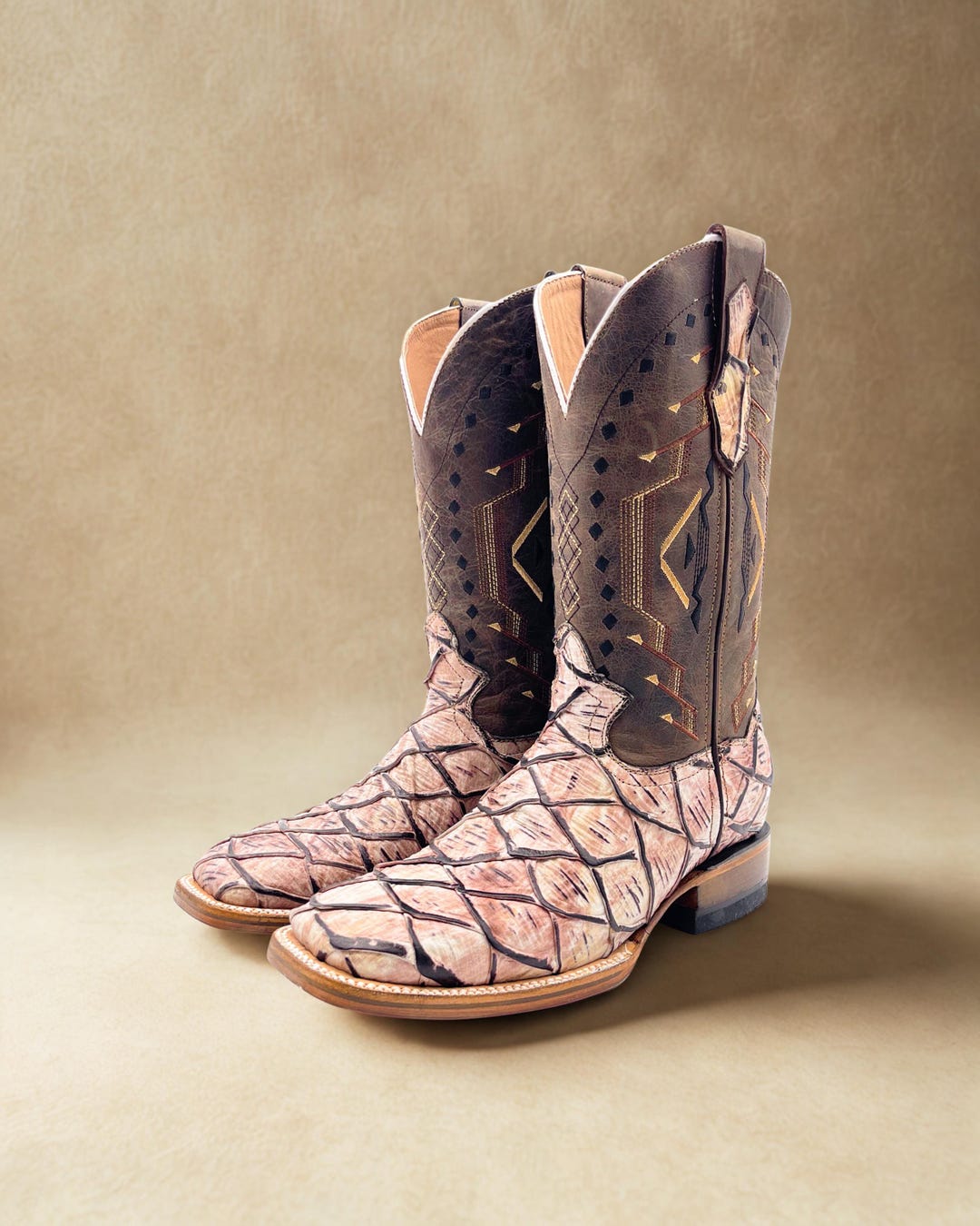 Handcrafted Men's Bass Cowboy Boots/ Square Toe Cowboy Boots Pirarucu ...